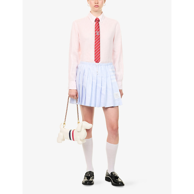 THOM BROWNE relaxed-fit classic-collar linen shirt 10